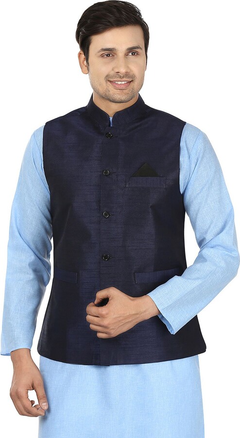 Maple Clothing Men's Indian Traditional Nehru Jacket Silk Sleeve Less ...