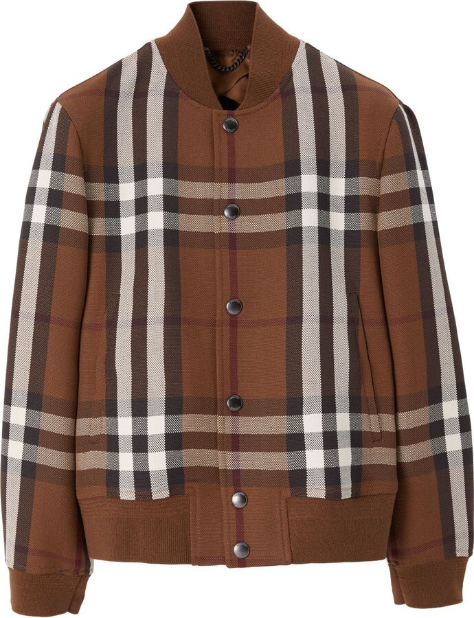 Burberry Checked Wool-Blend Bomber Jacket - ShopStyle