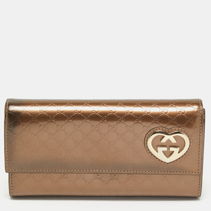 Gucci Metallic Brown Microguccisima Patent Leather Lovely Heart ...
