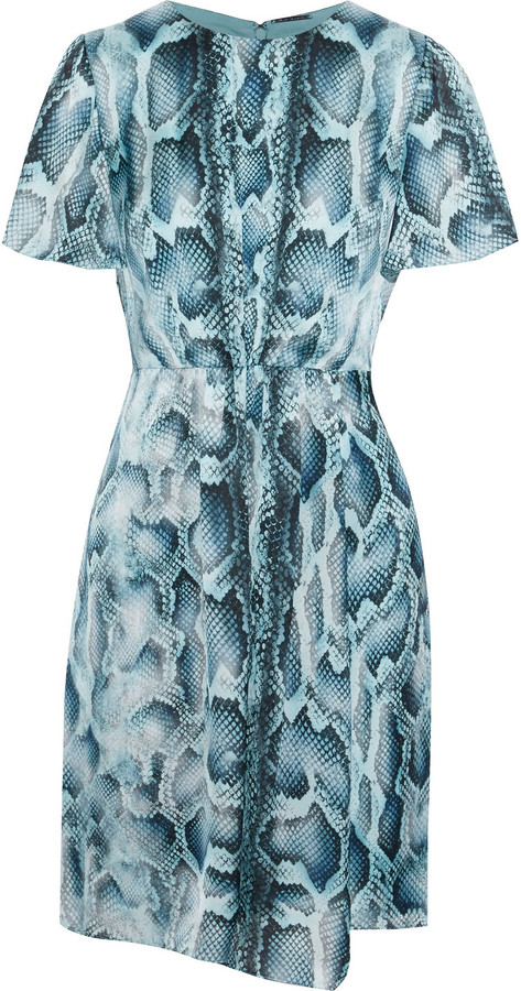 Elie Tahari Dia Gathered Snake-print Silk-satin Mini Dress - ShopStyle
