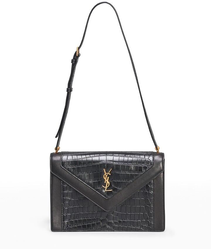 Saint Laurent Gaby Envelope Croc-Embossed Satchel Bag - ShopStyle