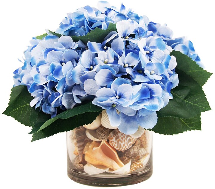 Creative Displays Blue Hydrangea Floral Arrangement In A Glass Vase ...