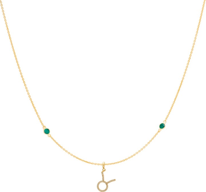 Lavani Jewels Women's Gold / Green Zodiac Horoscope Sign Taurus Symbol ...