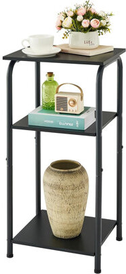 Ebern Designs Tall End Table 3 Tier 30 Inch Narrow Side Table With ...