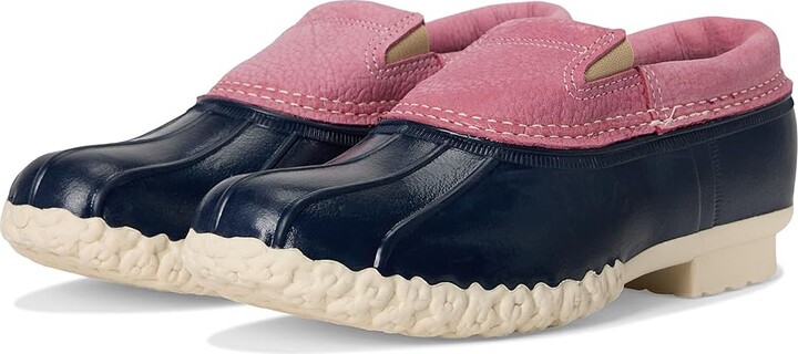 L.L. Bean Rubber Moc Slip On Women's Rain Boots Field Rose/Bright Navy ...