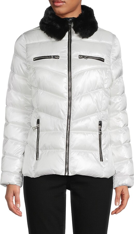 Karl Lagerfeld Paris Faux Fur Collar Puffer Jacket - ShopStyle