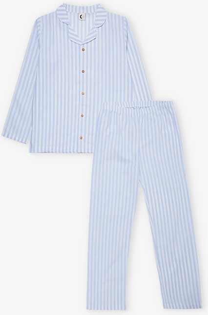 Sleepy Doe Blue/White Stripe Stripe-pattern cotton-jersey pyjama set 1 ...