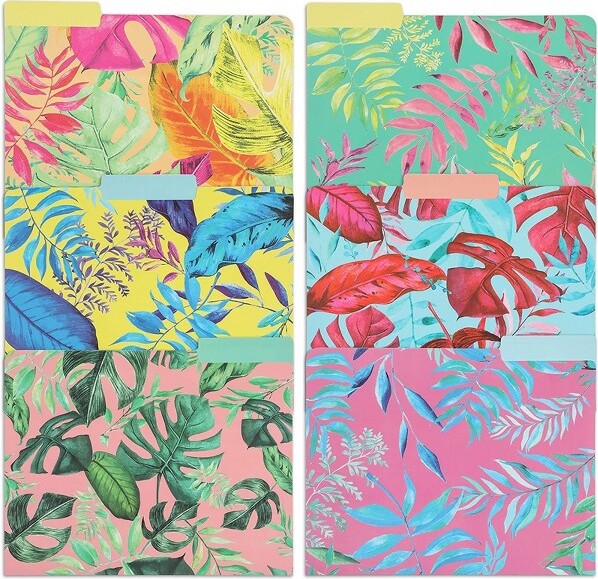 Paper Junkie 12-Pack Tropical File Cabinet Folders with 1/3 Cut Tab A4 ...