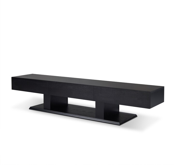 NINEDIN Wooden Double Pedestal Base TV Display Cabinet Console, Modern ...