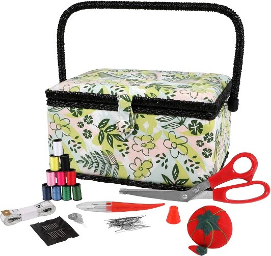 Singer Large Sewing Basket with Sewing Kit: Includes Seam Ripper ...