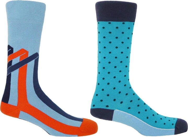 Peper Harow - Made in England - Sky Ribbon Stripe & Azure Pin Polka Men ...