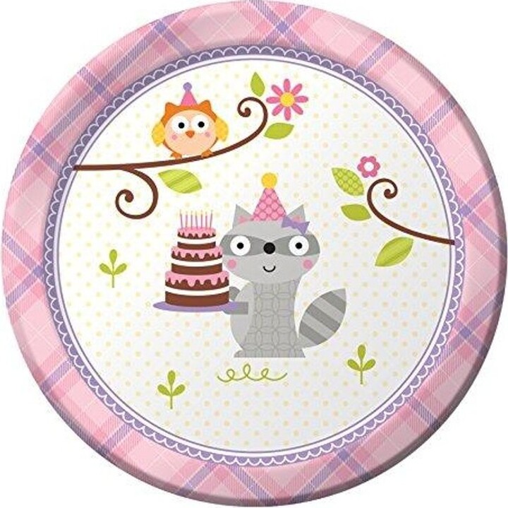 Unique Party Happi Woodland Paper Flowers Birthday Dessert Plate (Pack ...