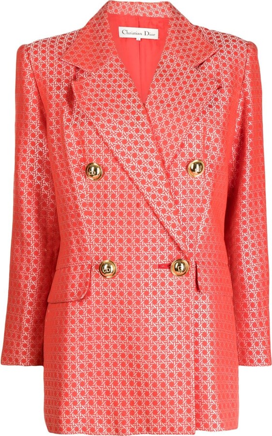 Christian Dior 1990-2000s Wire-Print Double-Breasted Blazer - ShopStyle