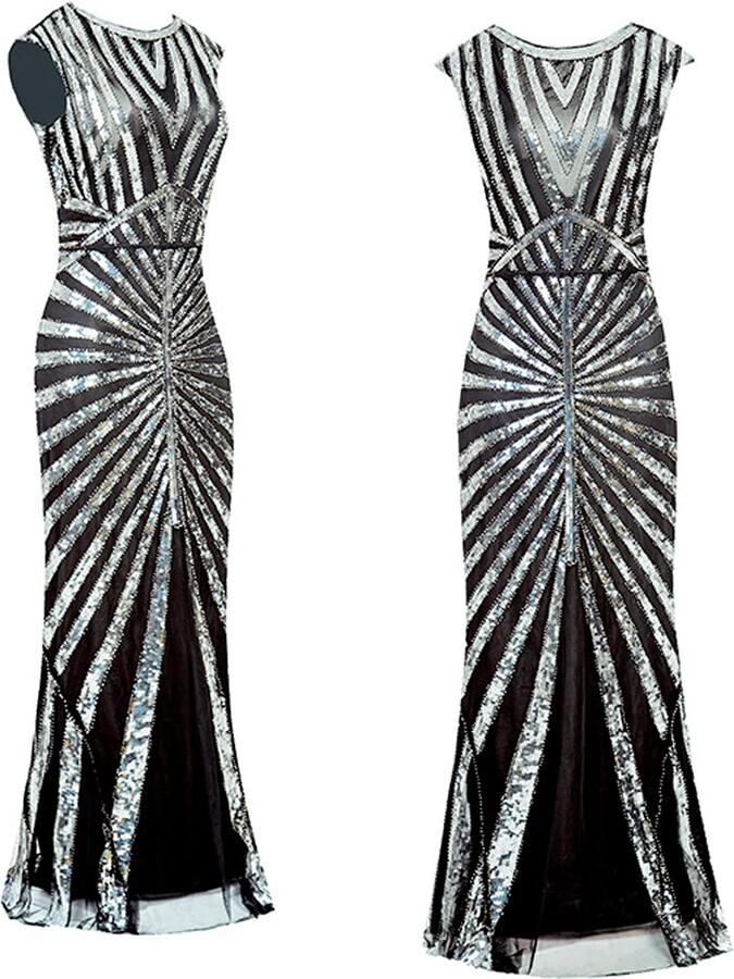 Generic 1920s Art Deco Fringed Sequin Dress Fringed Flapper Dress ...
