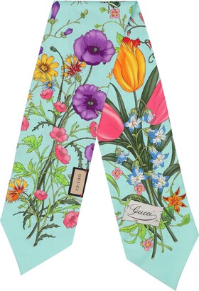 Gucci Flora print silk neck bow - ShopStyle Scarves & Wraps