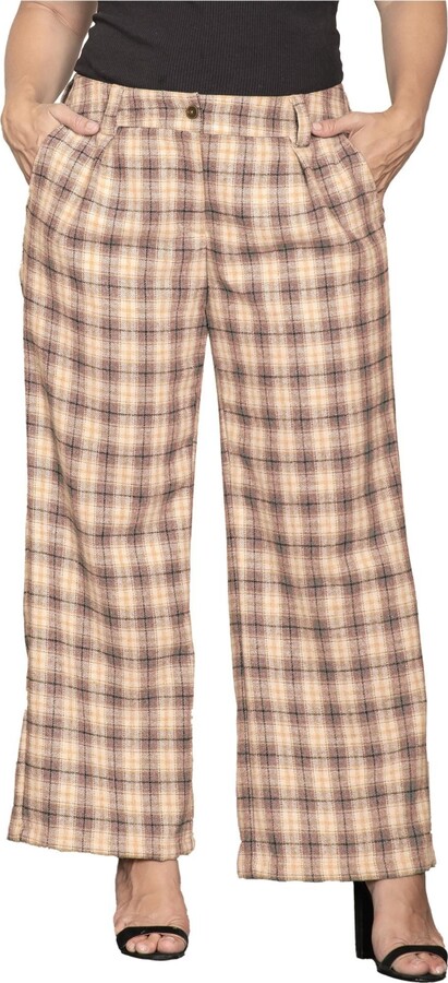 Standards & Practices Plus Size Wide Leg Plaid Pants - ShopStyle