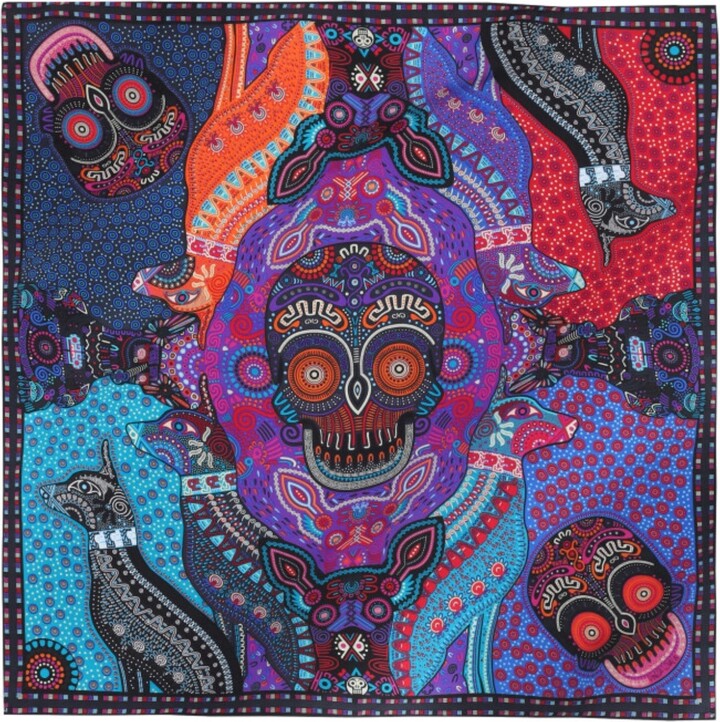 FOLKLAIRE Women's Day Of The Dead Mictlan Collection Silk Scarf ...
