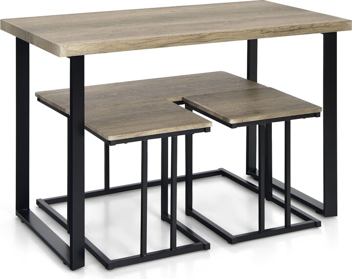 4 PCS Dining Table Set Modern Counter Height Set with One Bench Stools ...