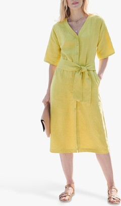 Pure Collection Linen Button Through Midi Dress - ShopStyle