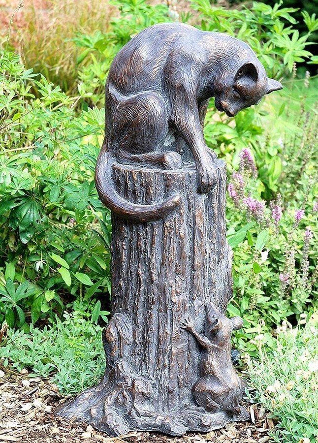 Inspirational Gifting Cat and Mouse Garden Sculpture Resin Ornament ...