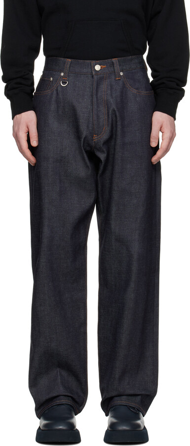 Uniform Experiment Indigo Snake Patch Jeans - ShopStyle