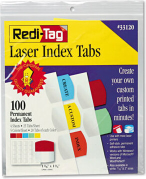 Redi-Tag Corporation Printable Laser Index Tabs, 1-1/8in, Five Colors ...