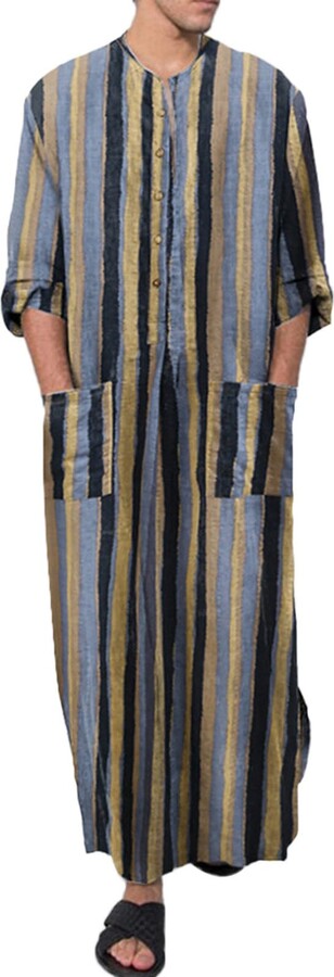 COOFANIN Valentine Mens Kaftan Cotton Mens Long Linen Tunic Kaftan ...
