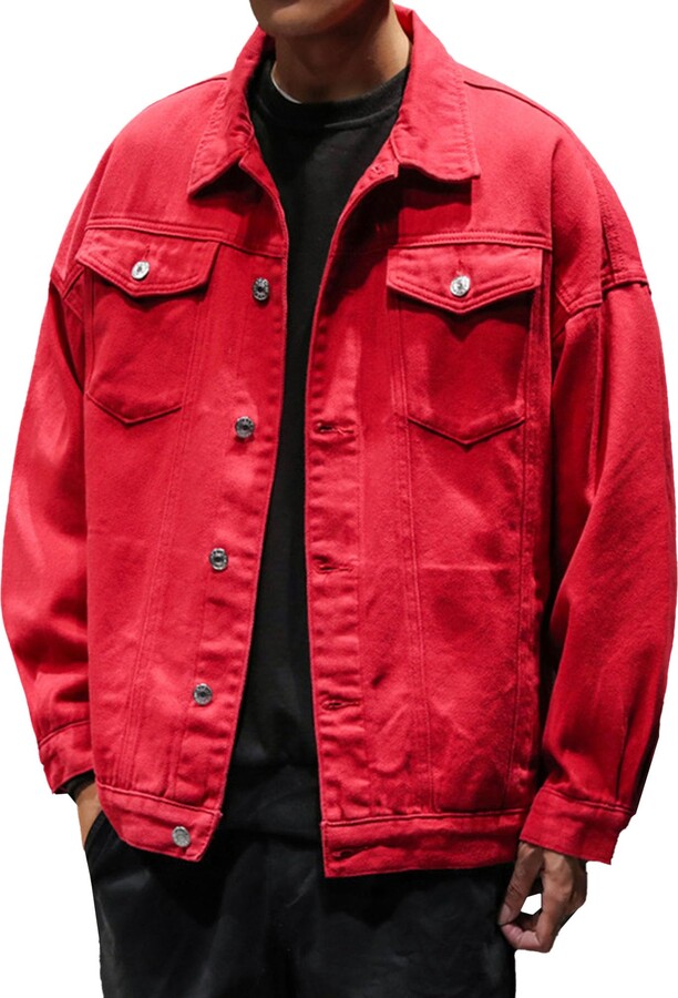 DGKaxiyaHM Men's Fashion Casual Classic Jean Jacket Distressed Wash ...