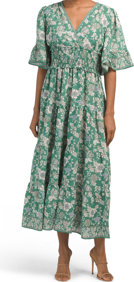 Max Studio Flutter Sleeve Tiered Maxi Dress - ShopStyle