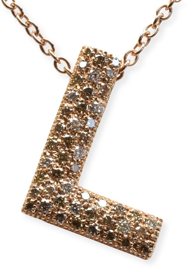 Alberto Milani Via Mantegna 18k Rose Gold Diamond Letter "L" Pendant ...