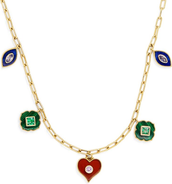 ORLY MARCEL Yellow Gold and Mixed Stone Symbols Necklace - ShopStyle