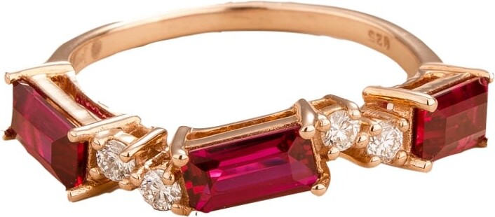 Juvetti Women's White / Rose Gold / Red Forma Ring With Ruby And Diamond Set In Pink Gold ...