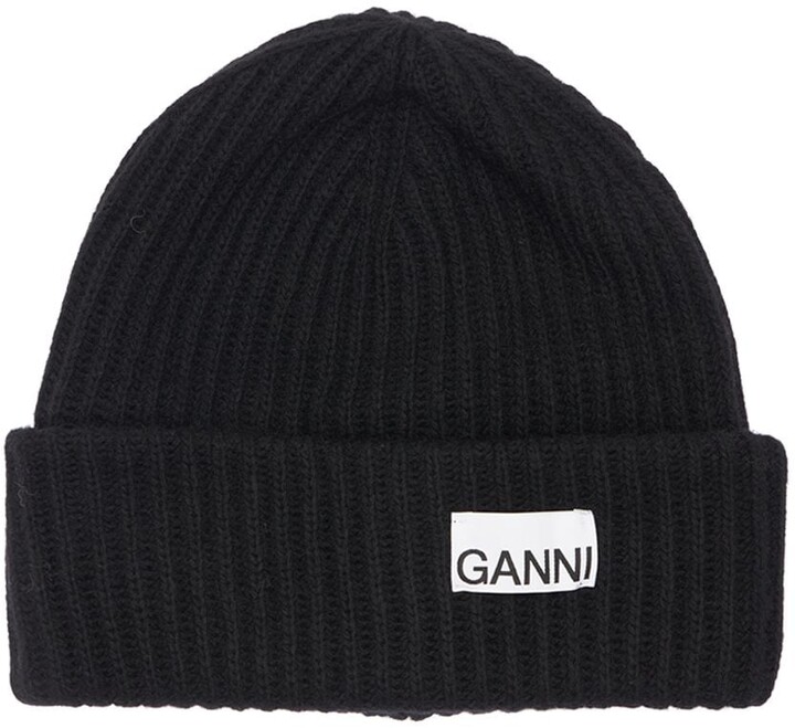 Ganni Recycled wool blend knit beanie - ShopStyle Hats
