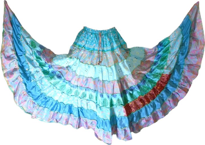 Generic 9 Yard Maxi Bohemian Frill Skirt Belly Dancing Coloured Banjara ...
