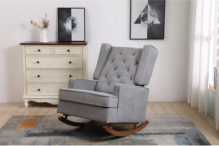 Calnod Comfortable Rocking Chair Accent Chair with Fabric Padded Seat ...
