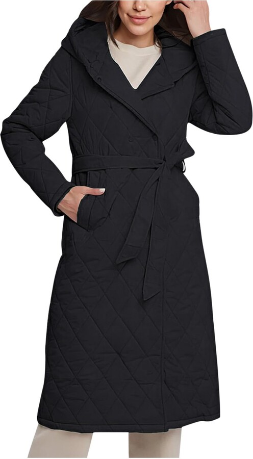 NSICBMNO Black Quilted Jacket Womens Long Winter Coats Quilted Jackets ...
