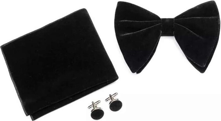 DB Dickie Bow Men's Black Velvet Pre-Tied and Fully Adjustable Bow Tie ...