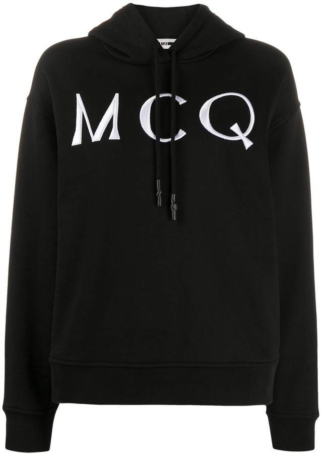 McQ Swallow Logo Drawstring Hoodie - ShopStyle