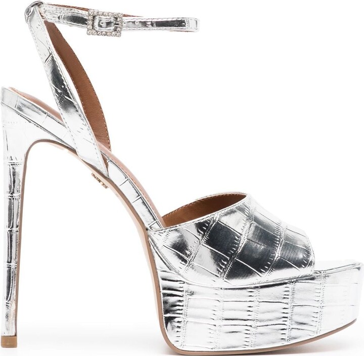 Kurt Geiger Pierra crocodile-embossed platform sandals - ShopStyle