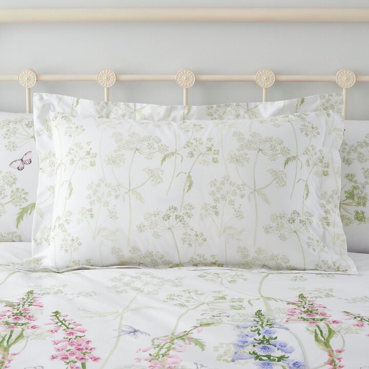 Dunelm Felicity White Floral 100% Cotton Oxford Pillowcase White ...