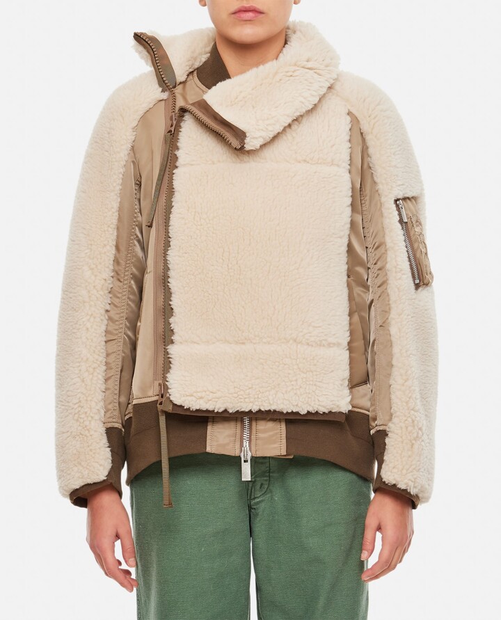 Sacai Faux Shearling And Nylon Twill Blouson Jacket - ShopStyle
