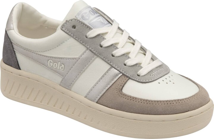 Gola Women Grandslam Quadrant Sneakers In Off White/feather Grey/silver ...