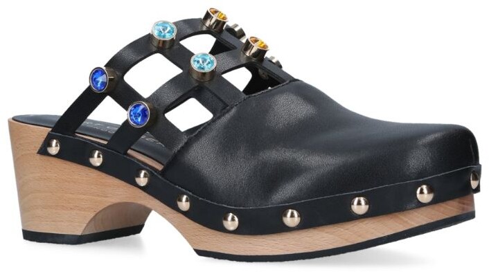 Kurt Geiger Leather Embellished Oona Clogs - ShopStyle Wedges