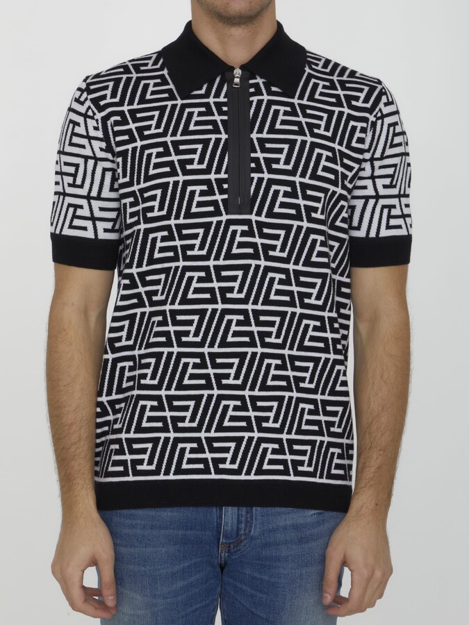 Balmain Pyramid Monogram Polo Shirt - ShopStyle