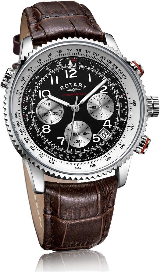 Rotary Men's Brown & Black Chronograph Leather Strap Watch - ShopStyle
