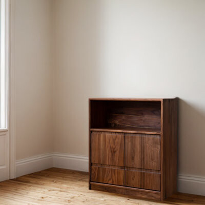 RARLON Black Walnut Low Bookcase Multi-functional Bookcas Storage ...