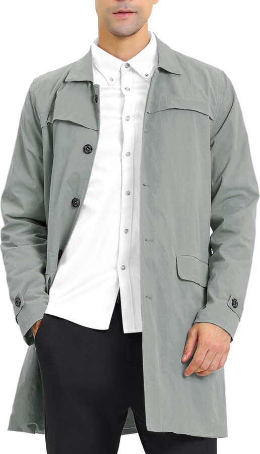 Lars Amadeus Men's Lightweight Trench Coat Single Breasted Slim Fit ...