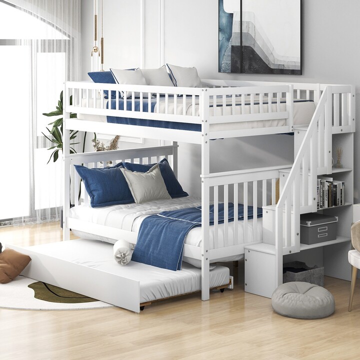 GEROJO Full over Full High-quality Pine Wood & MDF Bunk Bed with ...