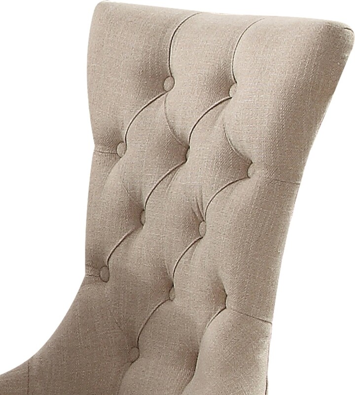 CDecor Casey Beige and Weathered Espresso Tufted Back Arm Chairs ...