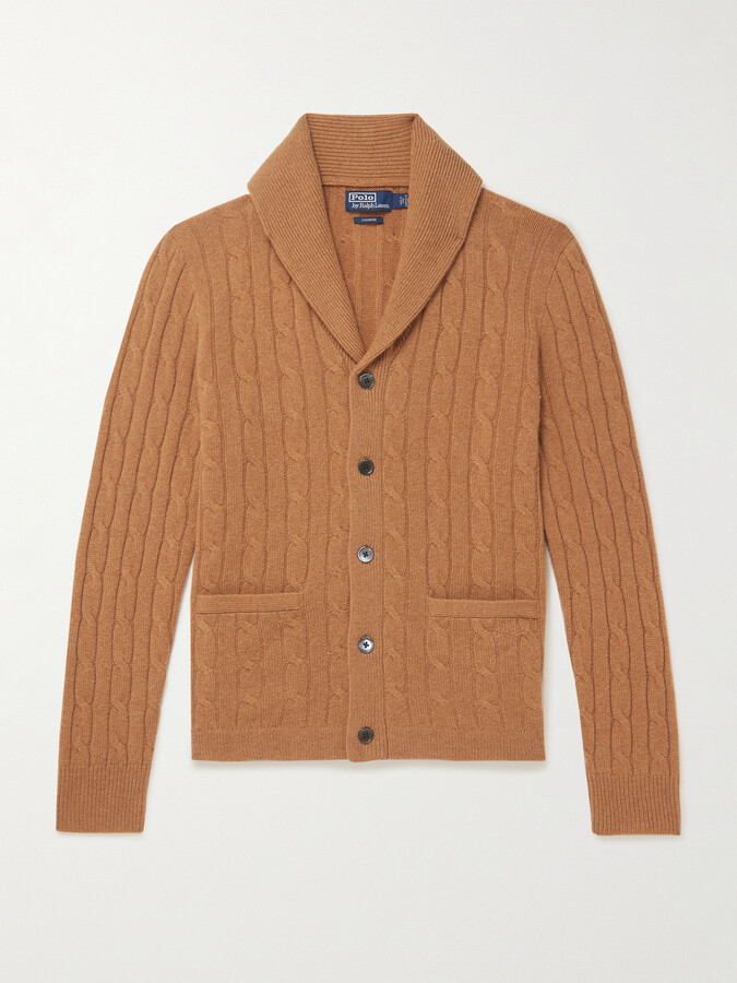 Polo Ralph Lauren Shawl-Collar Cable-Knit Cashmere Cardigan - ShopStyle